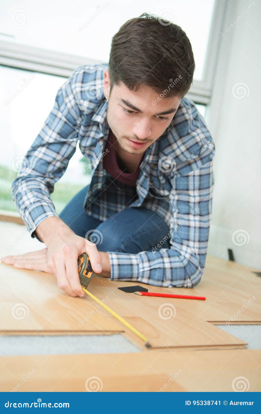 Man Makes Measurements Board Stock Image - Image of plank, ruler: 95338741