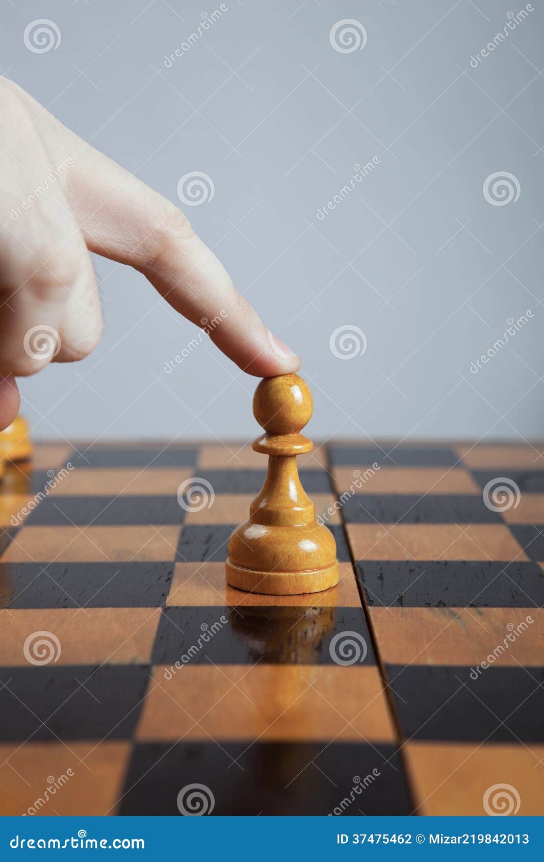 Man Makes a Move Chess Pawn Stock Photo - Image of attack, throwaway ...