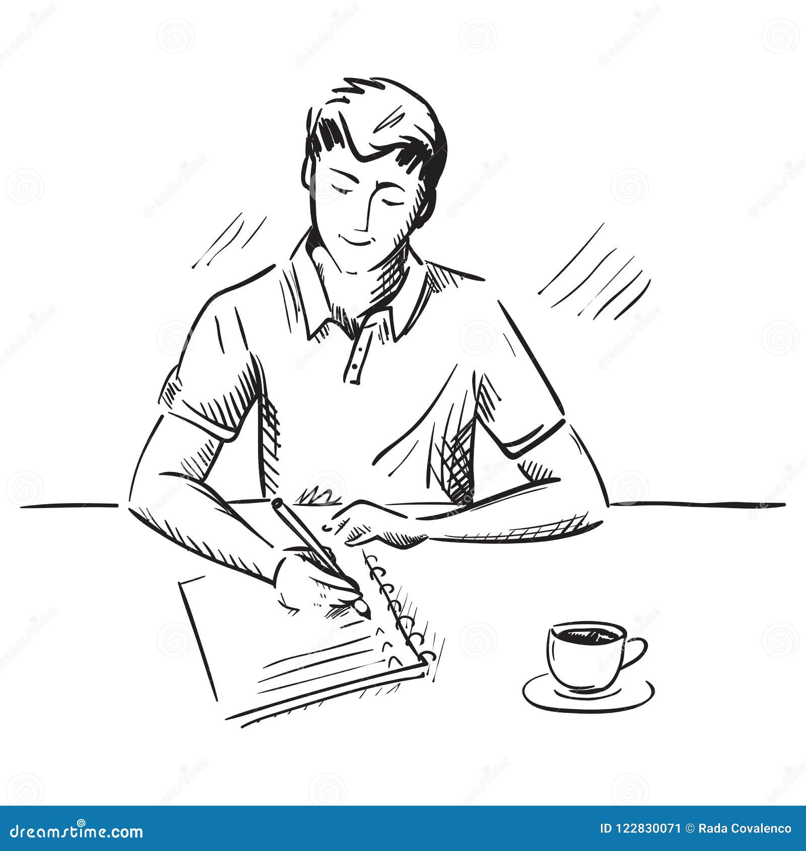A Man Makes Notes, Writes a Plan Stock Vector - Illustration of modern ...