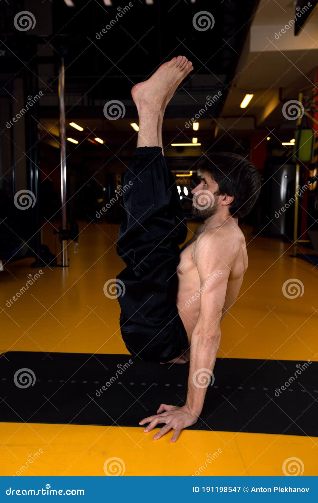 Man Does a Tricky Exercise from Yoga Stock Image - Image of endurance ...