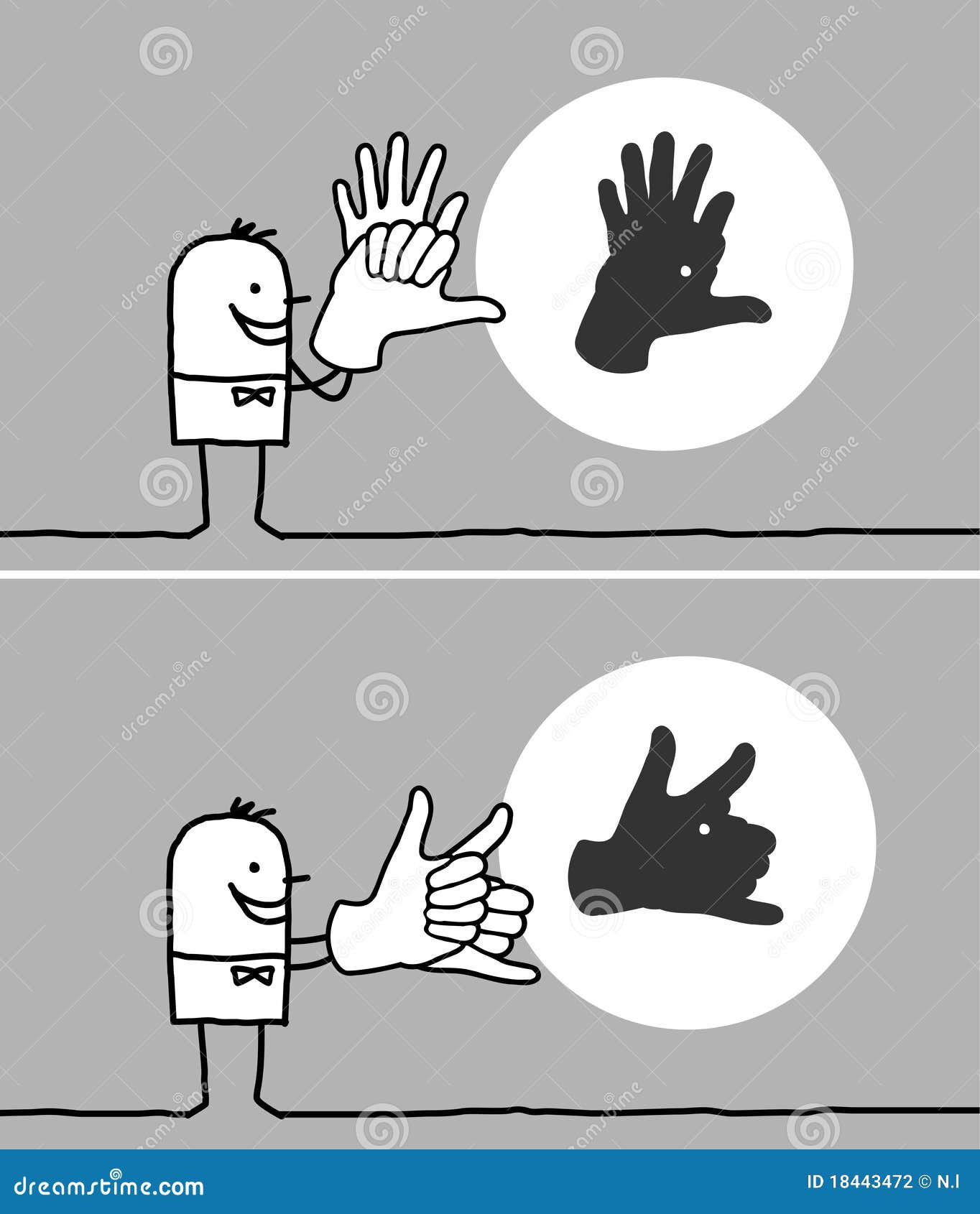 Man Making Animal Shadows With His Hands Vector Illustration ...