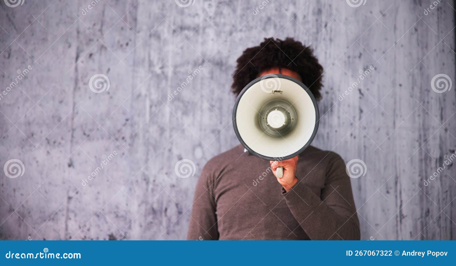 Man Making Announcement stock photo. Image of shout - 267067322