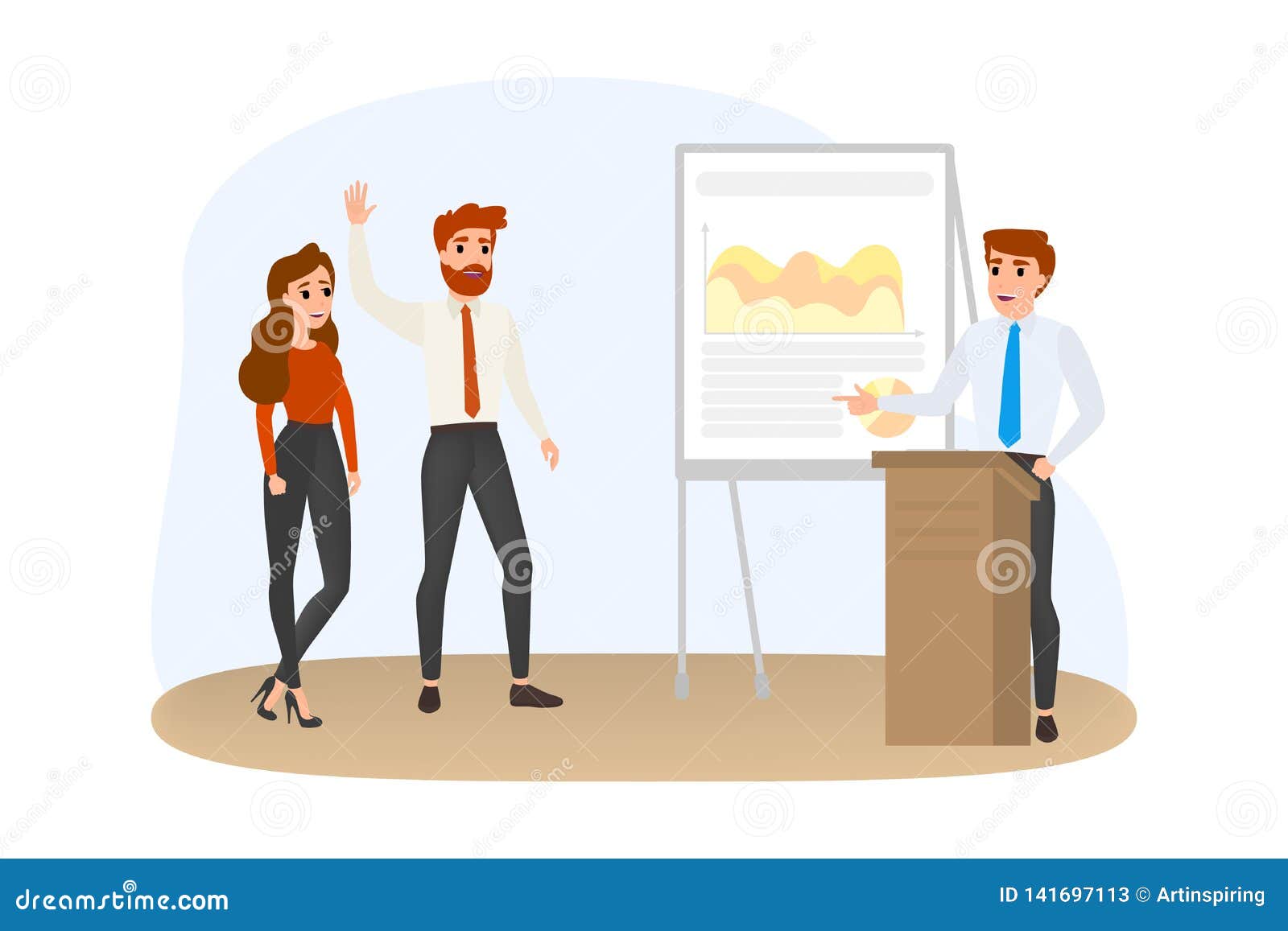 Man Making Business Presentation in Front of Group of People Stock ...
