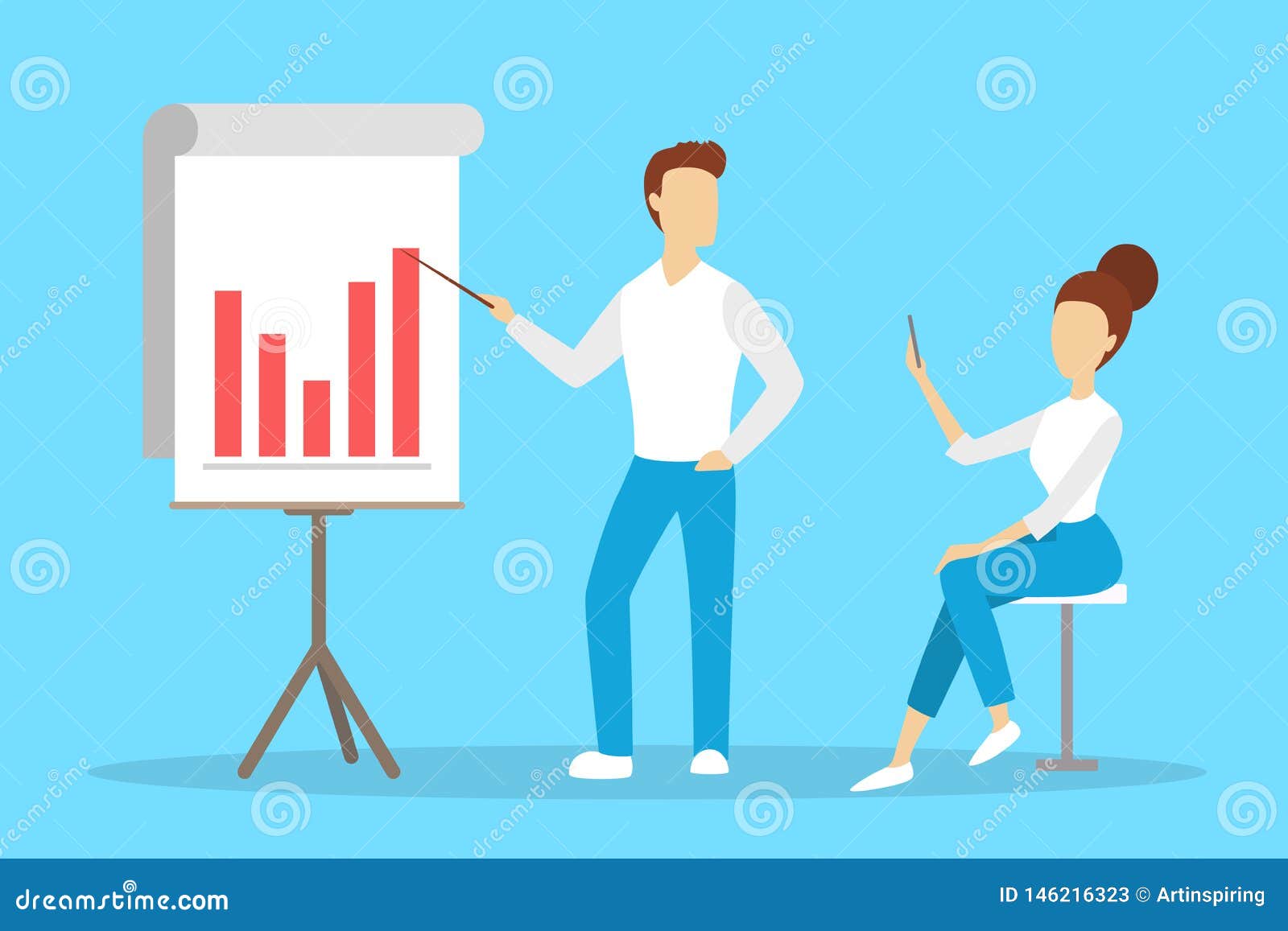 Man Making Business Presentation in Front of Group Stock Vector ...