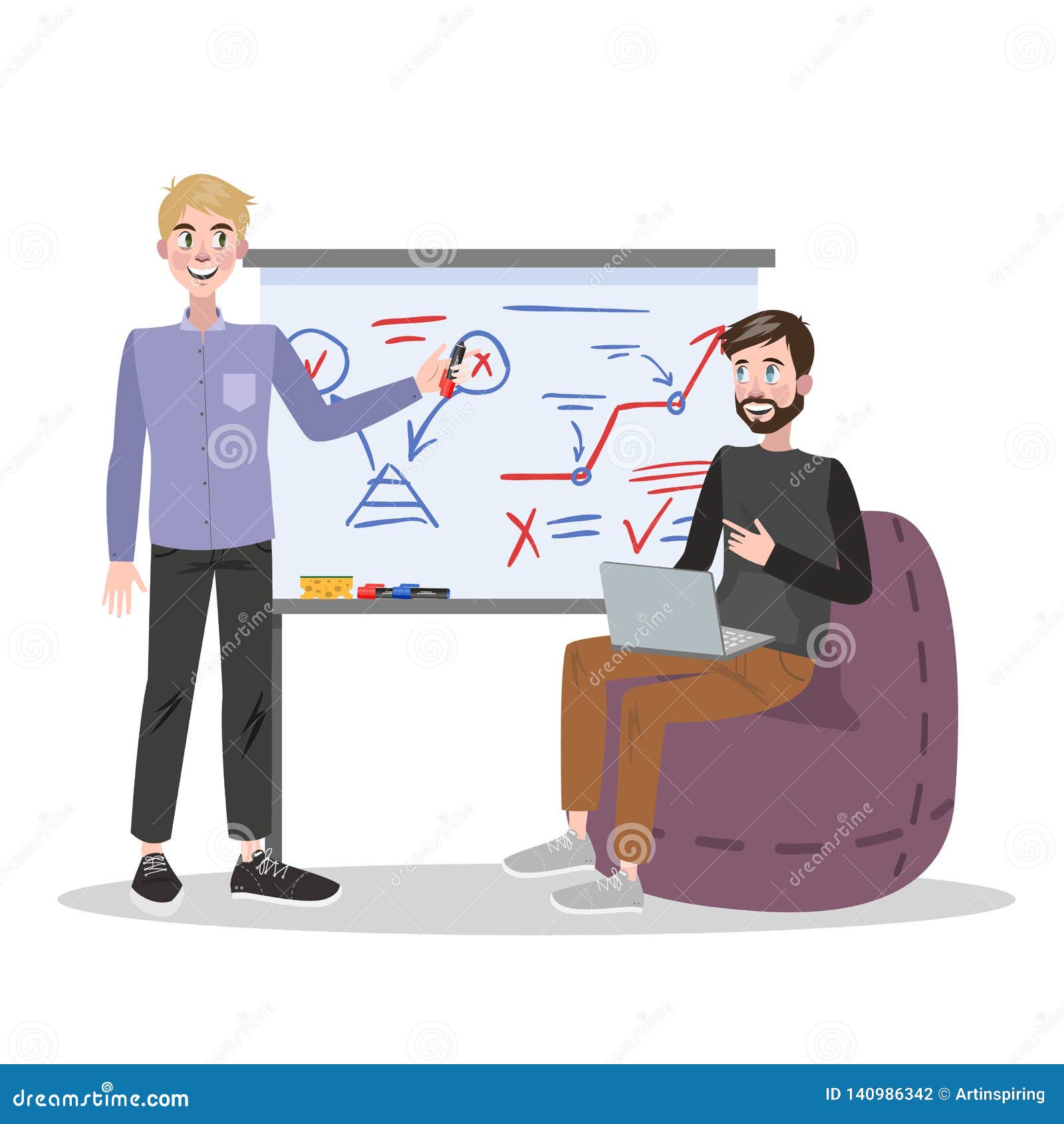 Man Making Business Presentation in Front of Guy Stock Vector ...