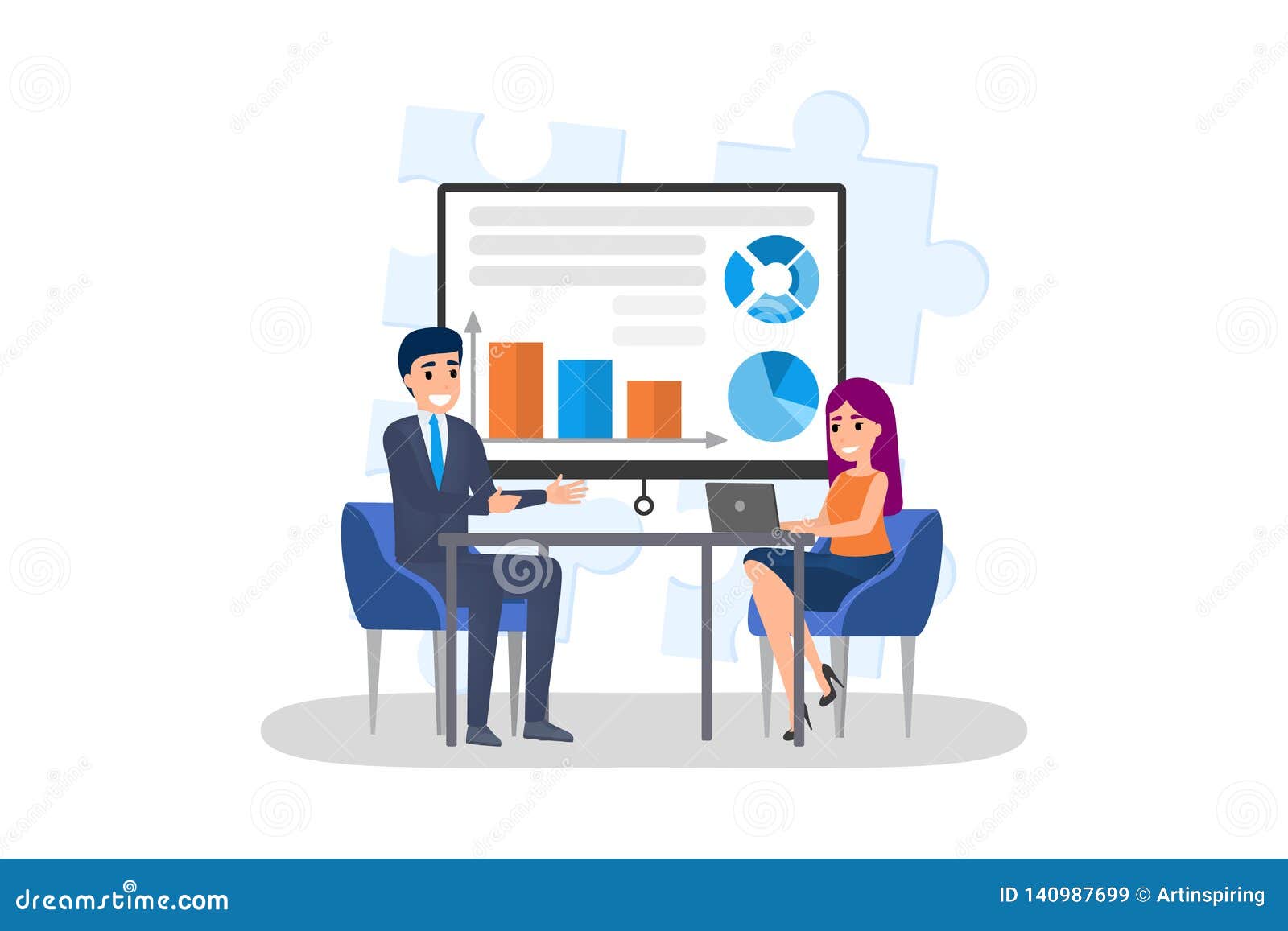 Man Making Business Presentation in Front of Woman Stock Vector ...
