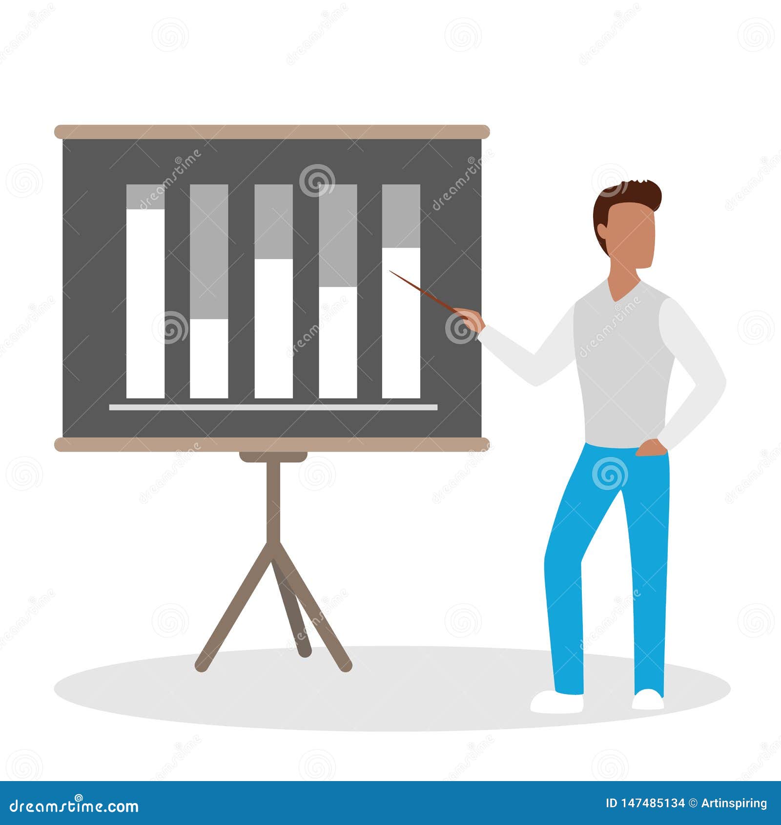 Man Making Business Presentation and Pointing at the Graph Stock Vector ...