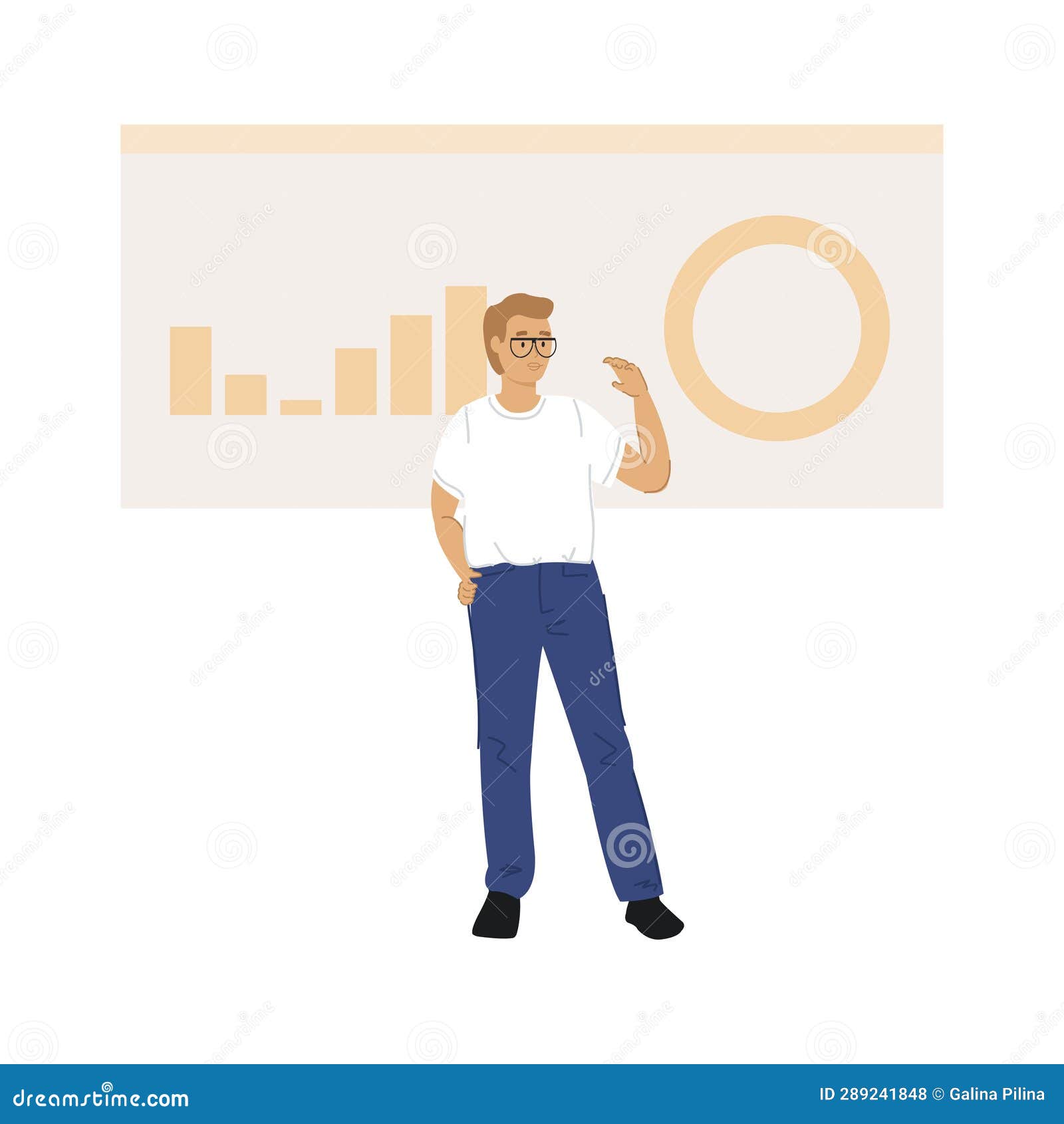 A Man Making Business Presentation of a Project with Charts on a White ...