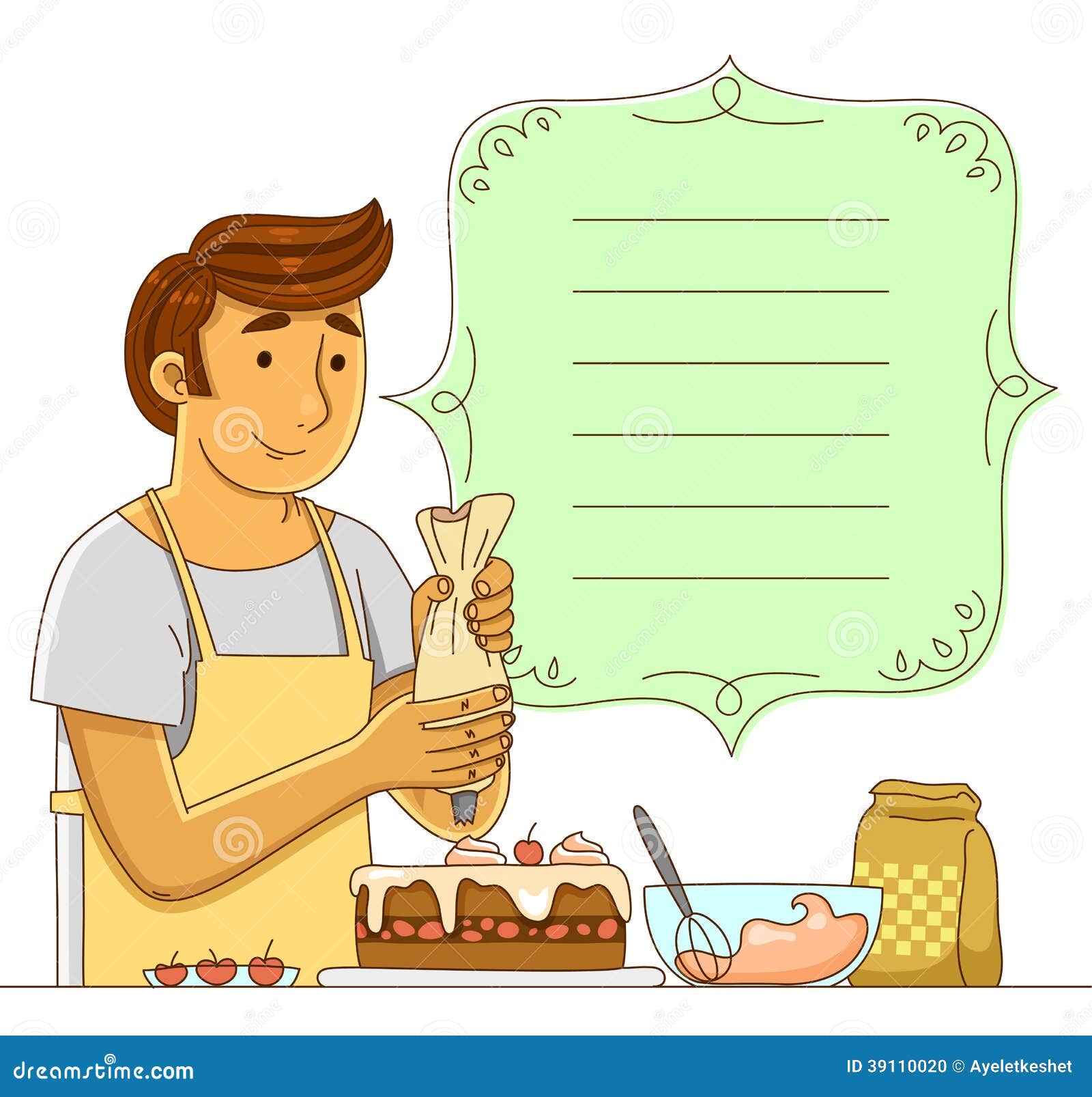 Man making a cake stock vector. Illustration of bakery - 39110020