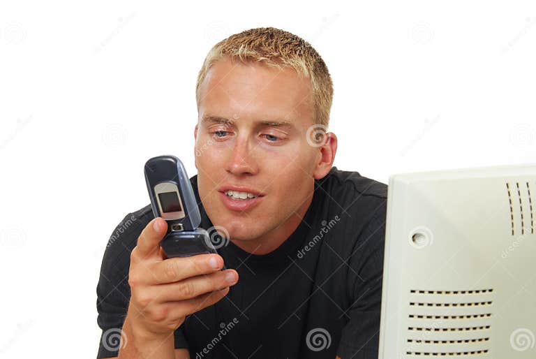 Man making a call stock image. Image of computer, happy - 10496033