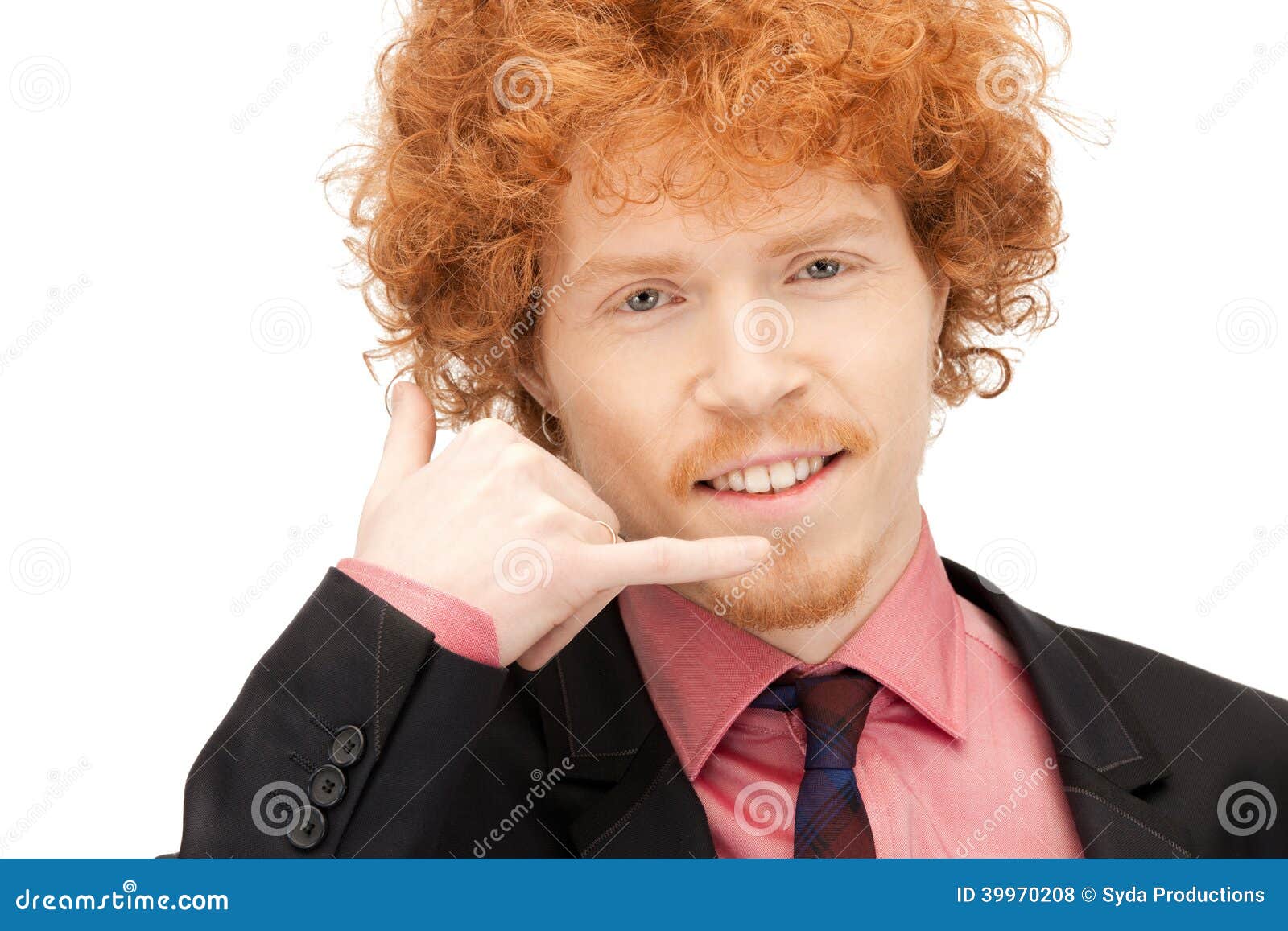 Man Making a Call Me Gesture Stock Photo - Image of cheerful, alone ...