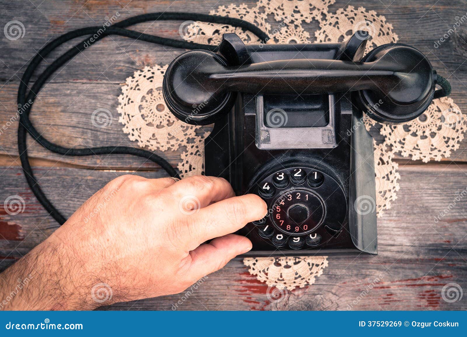 Man Making a Call on a Rotary Telephone Stock Image - Image of finger ...