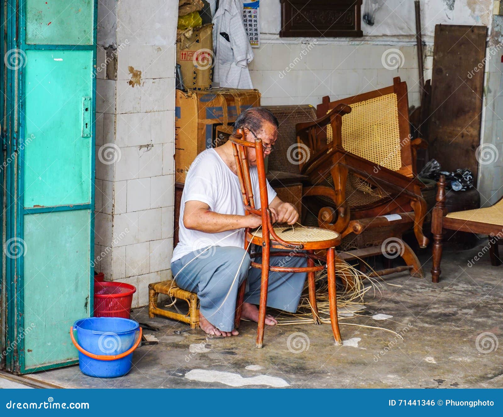 A Man Making the Chairs at Georgetown in Penang, Malaysia Editorial ...