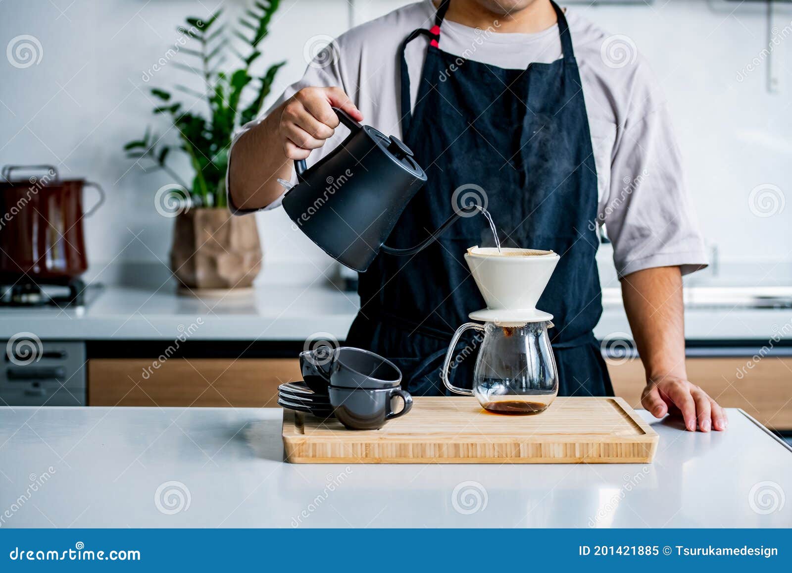 Man Making Coffee in the Kitchen. Delicious Coffee Image. Stock Image ...