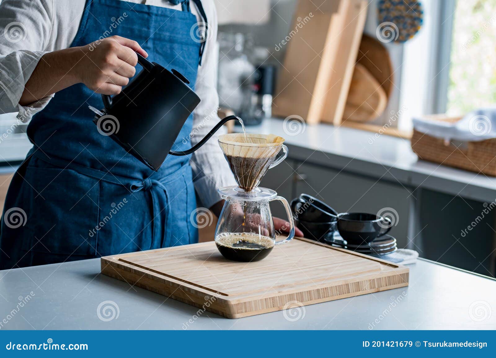 Man Making Coffee in the Kitchen. Delicious Coffee Image. Stock Image ...