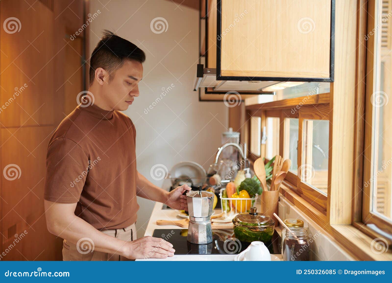Man Making Coffee stock image. Image of making, appliance - 250326085