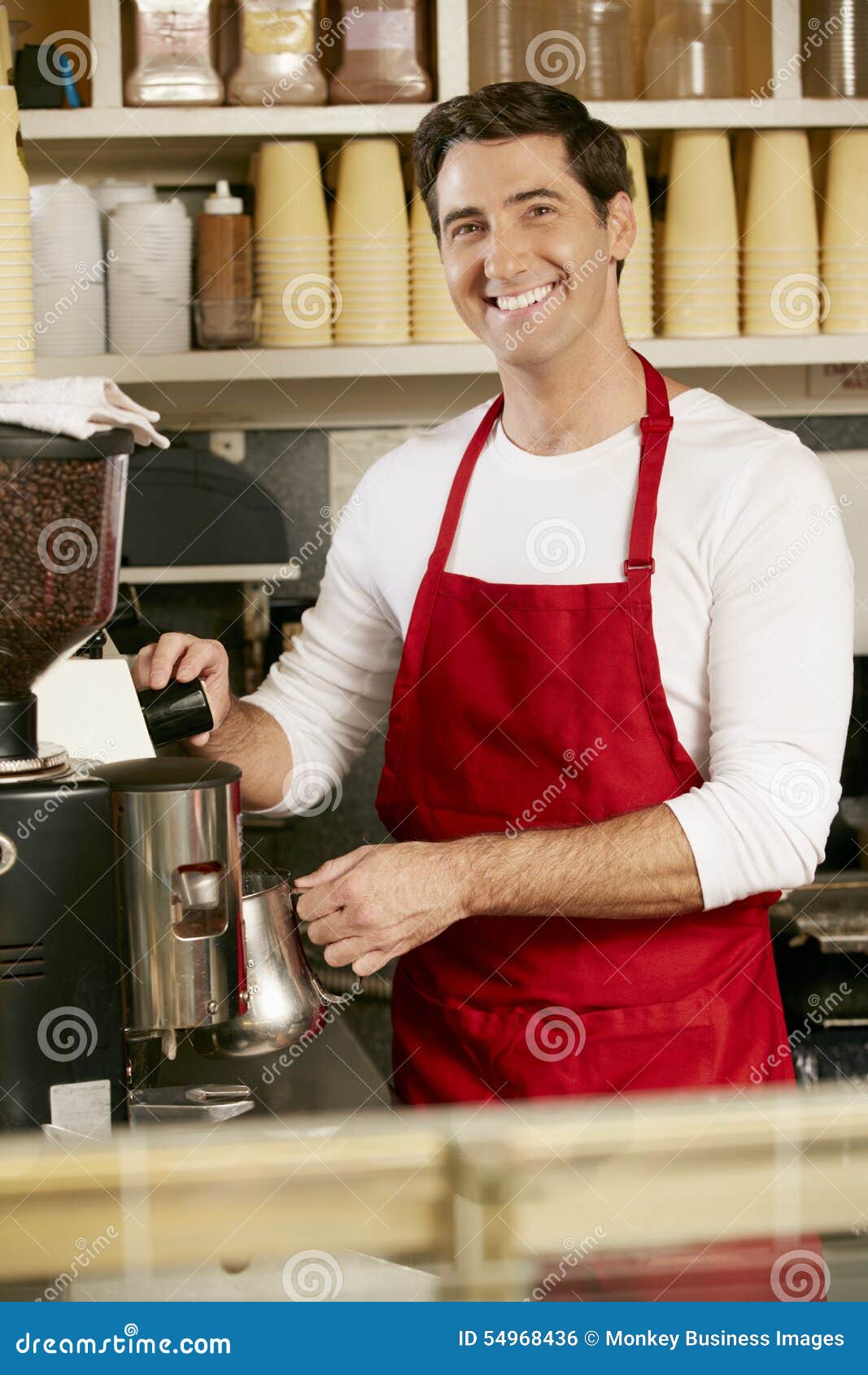 Man Making Coffee in Shop stock photo. Image of people - 54968436