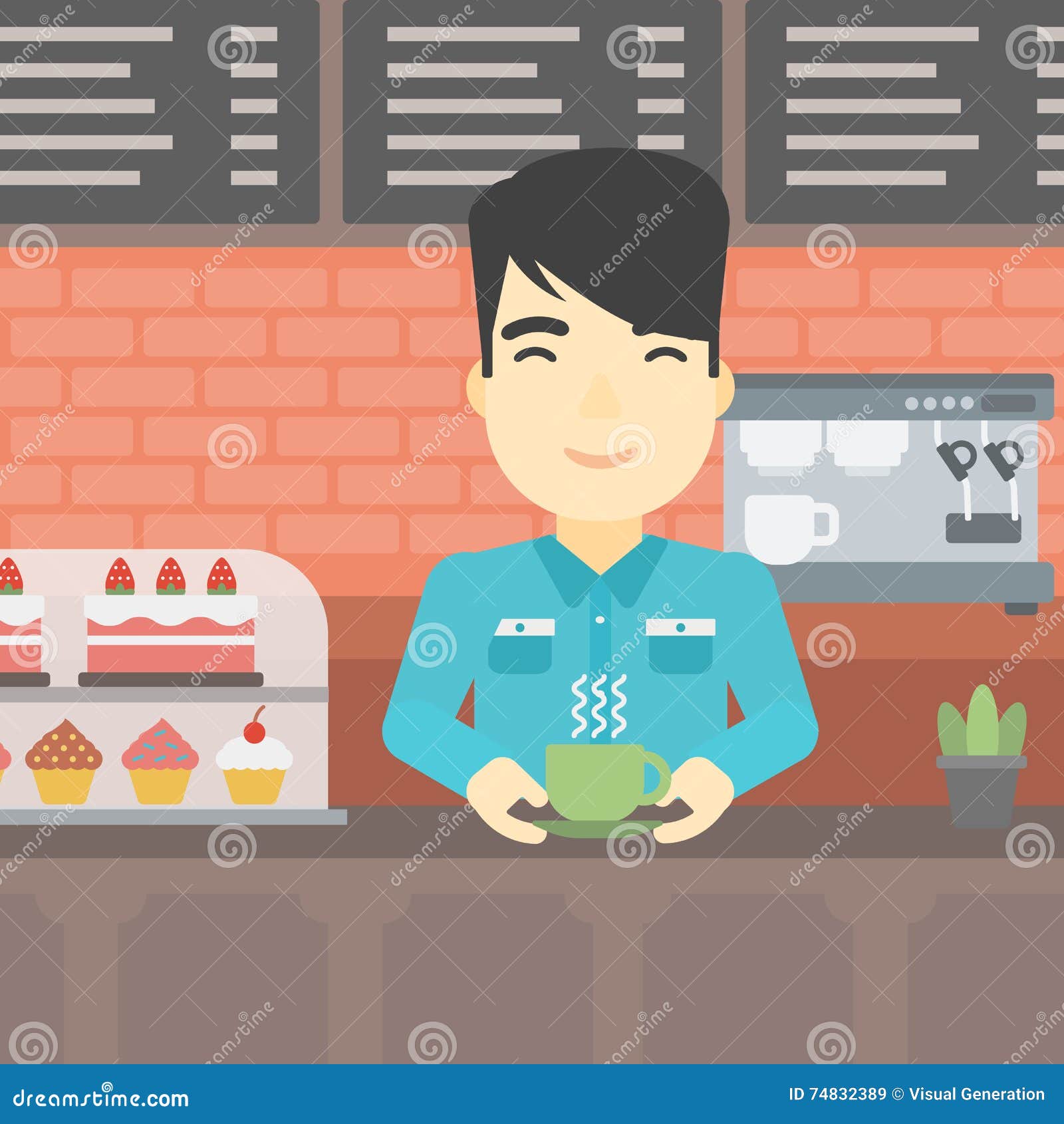 Man Making Coffee Vector Illustration. Stock Vector - Illustration of ...