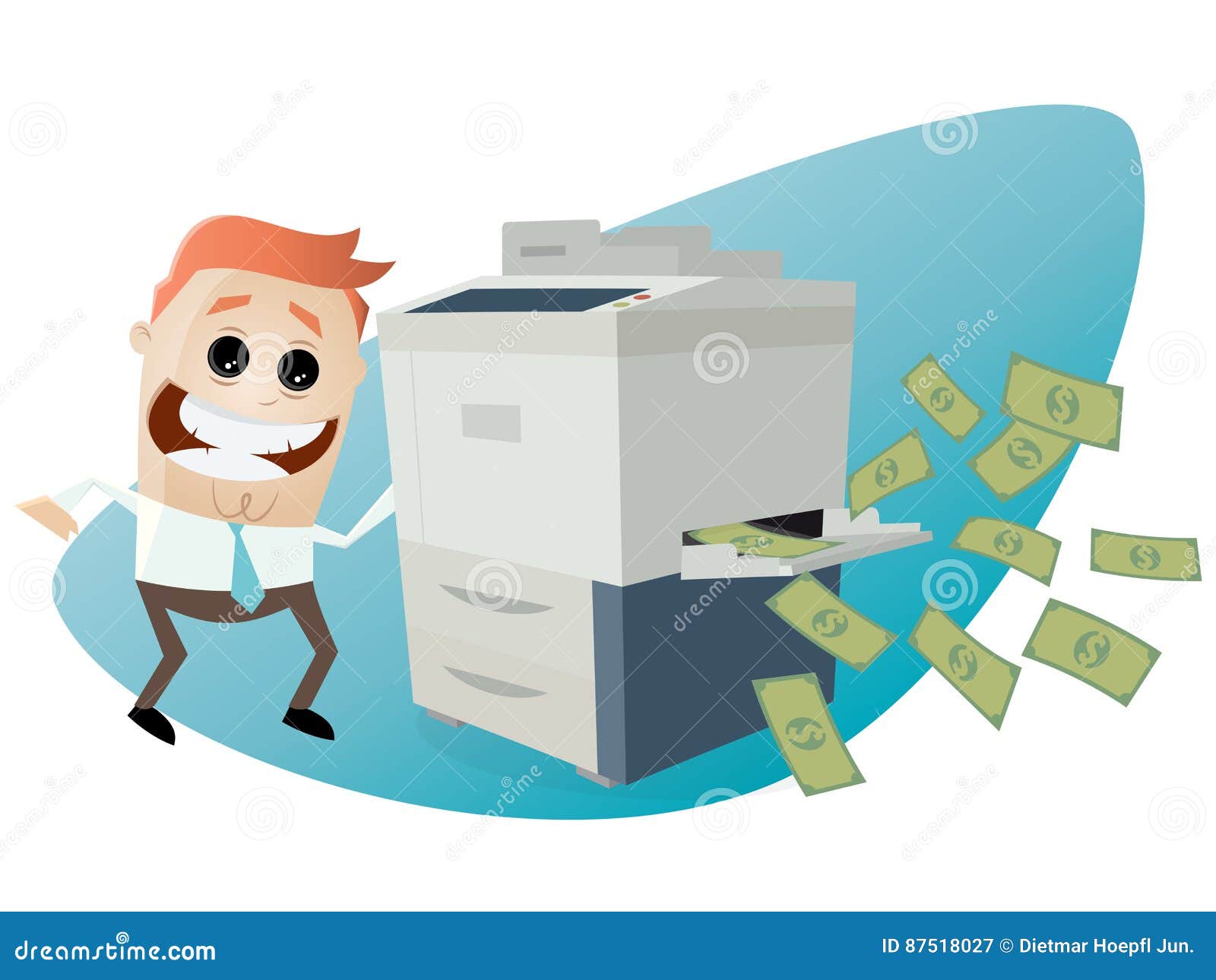Man Making Copies of Bank Notes Stock Vector - Illustration of fake ...
