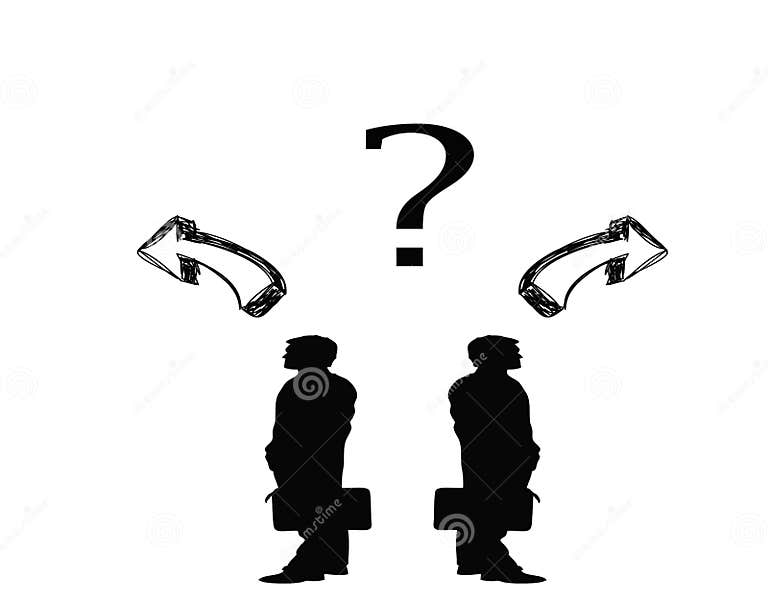 Man Making A Decision With Arrows And Question Mark Stock Illustration Illustration Of