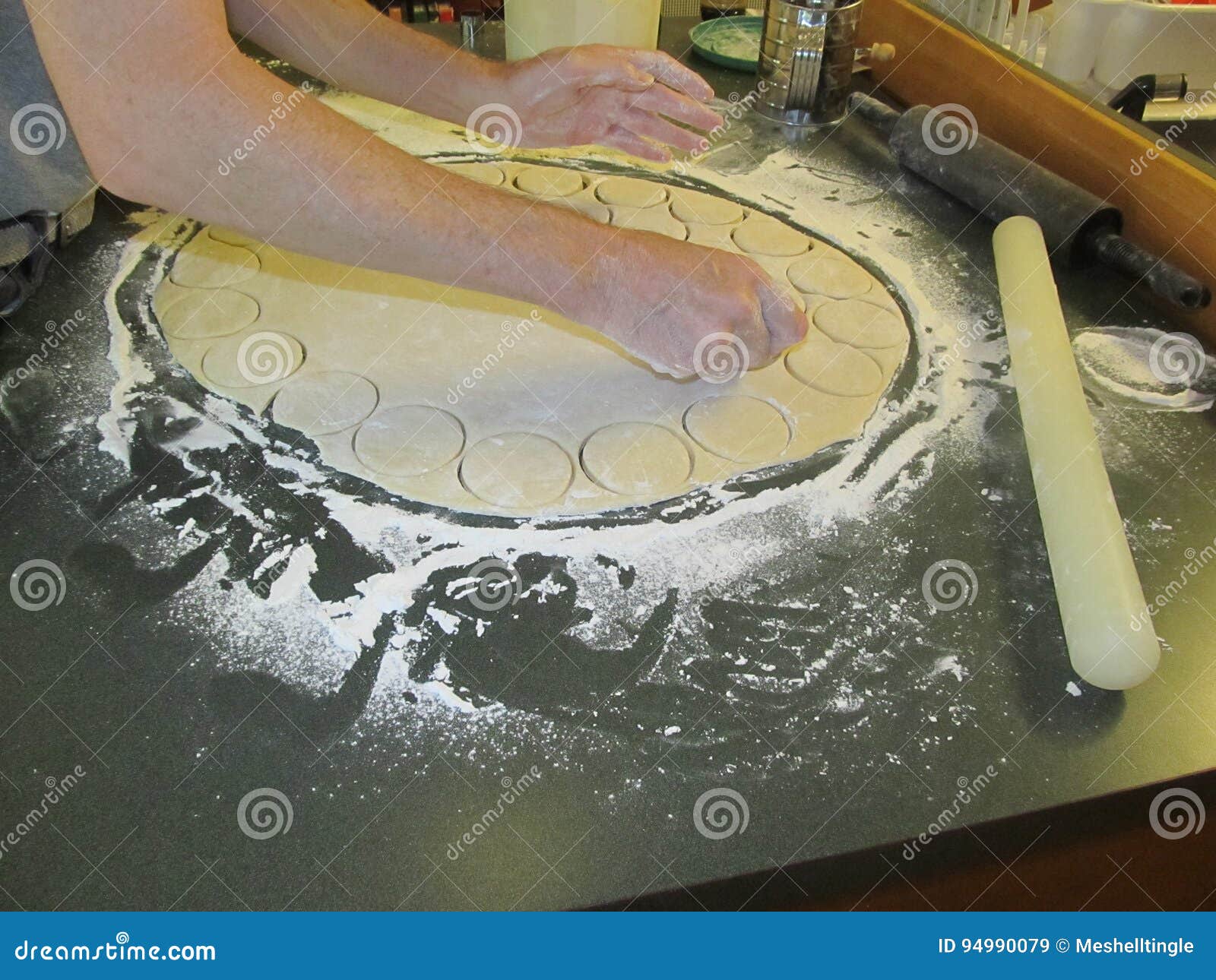 Man making donuts stock image. Image of baking, making - 94990079