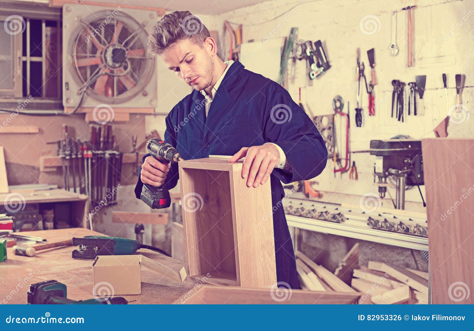 Man Making Drawer at Workshop Stock Photo - Image of accurate, male ...