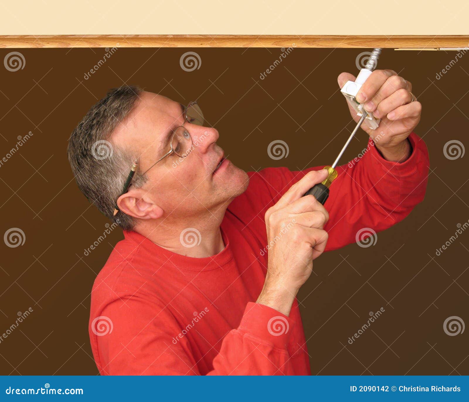Man Making Electrical Connection Stock Photo - Image of wiring, tool ...