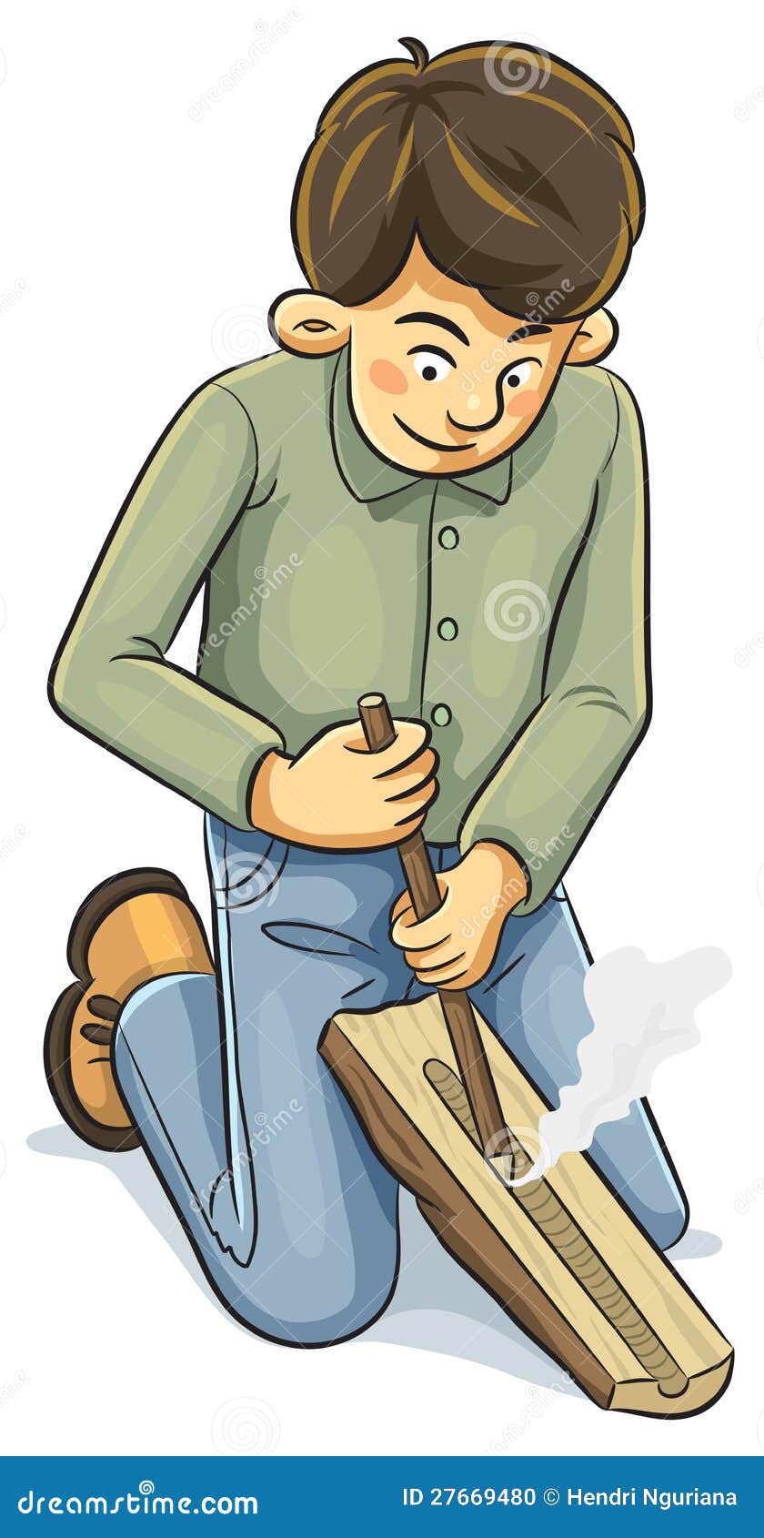 Man Making a Fire stock vector. Illustration of survivor - 27669480