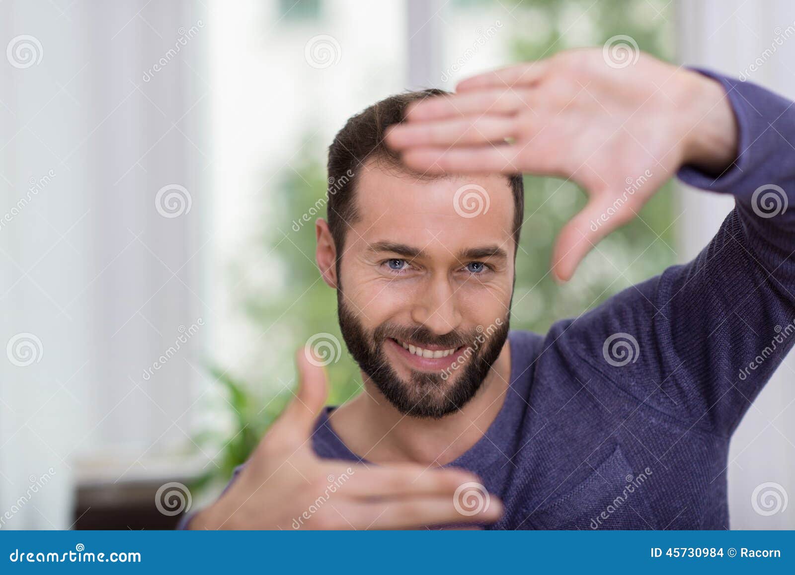 Man Making a Frame Gesture with His Hands Stock Photo - Image of face ...