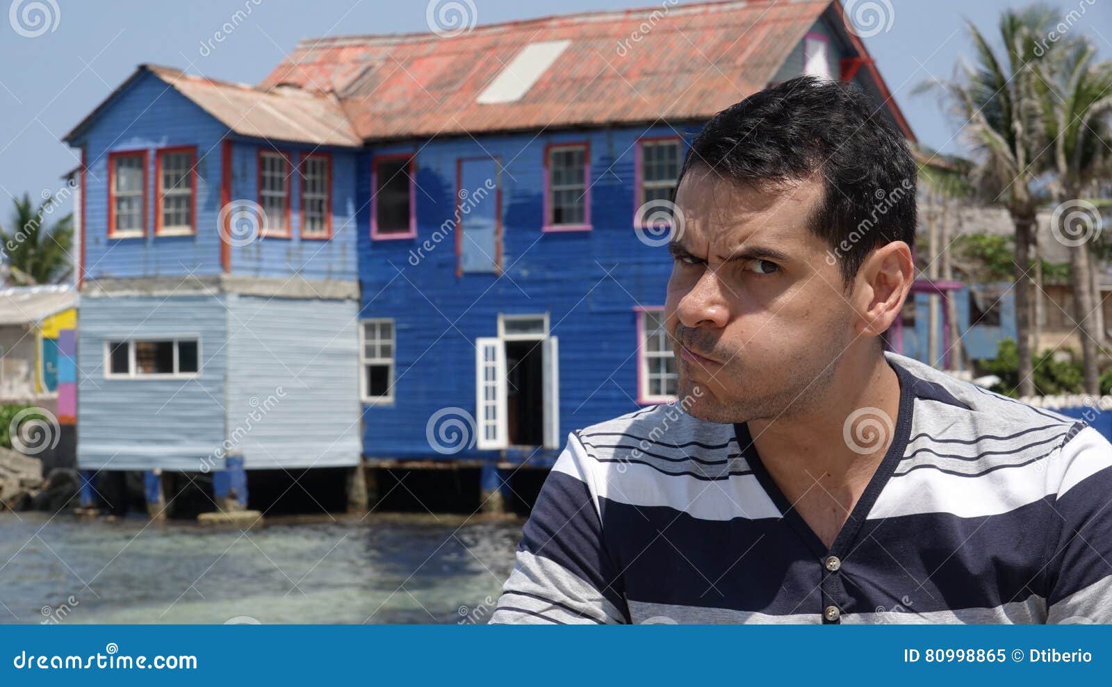 Man Making Funny Face and Old House Stock Image - Image of dwellings ...