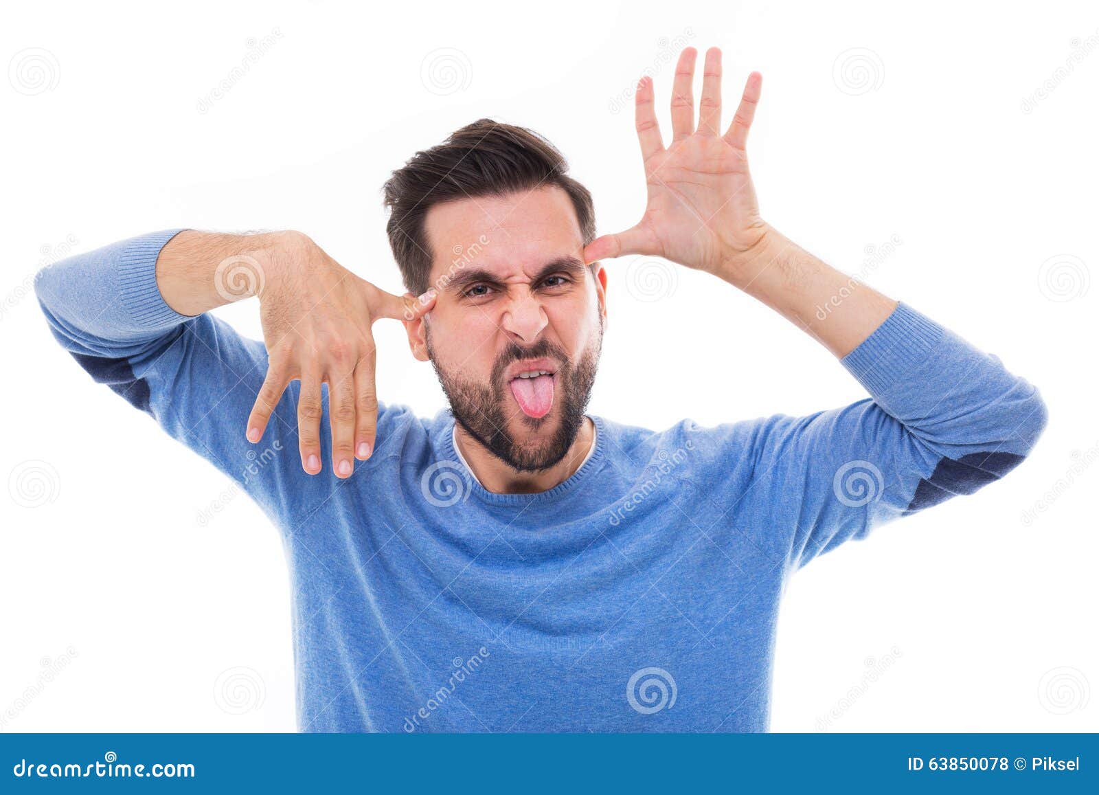 Man making a funny face stock photo. Image of white, facial - 63850078