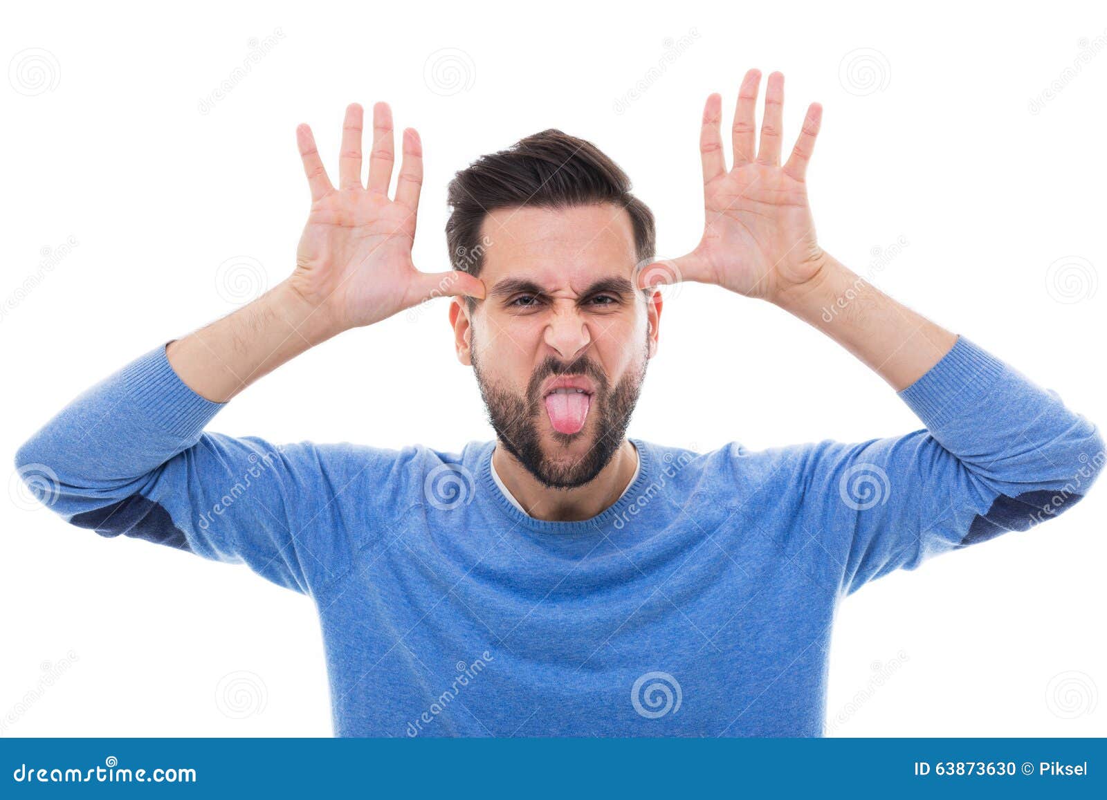 Man making a funny face stock photo. Image of young, caucasian - 63873630