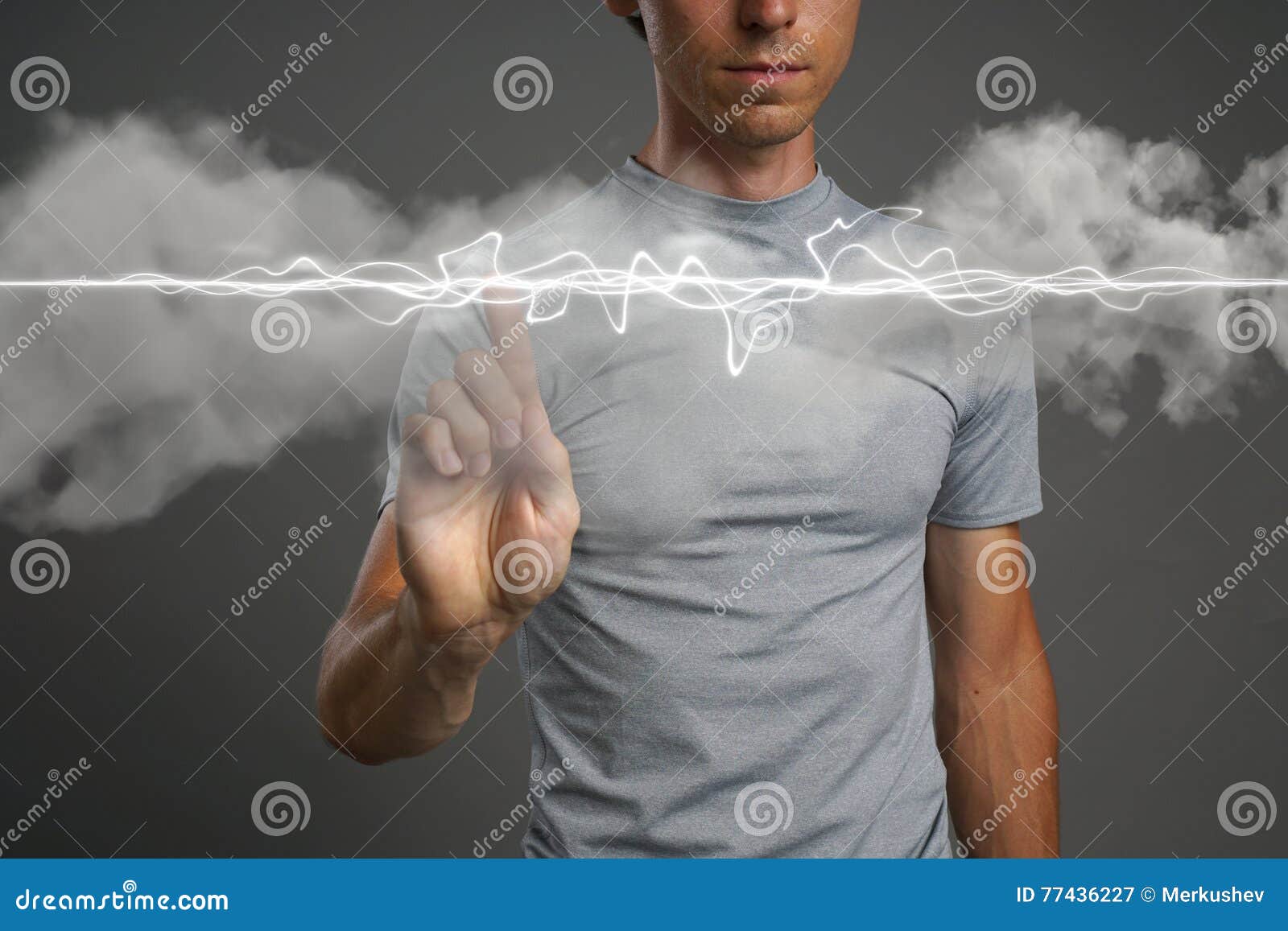 Man Making Magic Effect - Flash Lightning. the Concept of Electricity ...