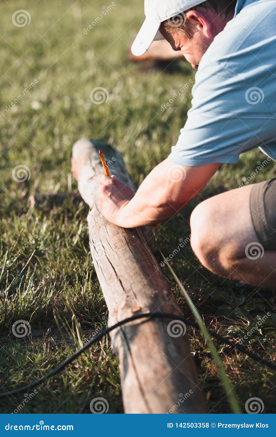 Man Making Mark by Using Pencil after Measuring of Timber while Working ...