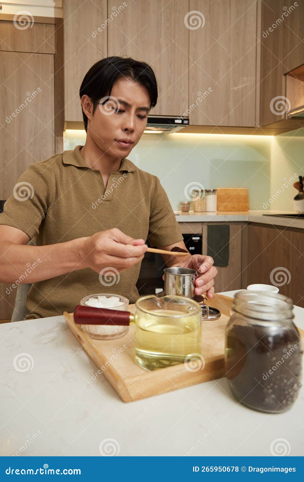 Man Making Morning Coffee stock photo. Image of cooking - 265950678