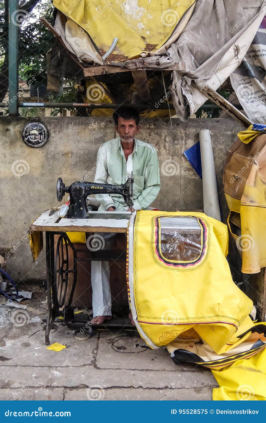 Man Making New Cover for Rickshaw Cab Editorial Image - Image of ...