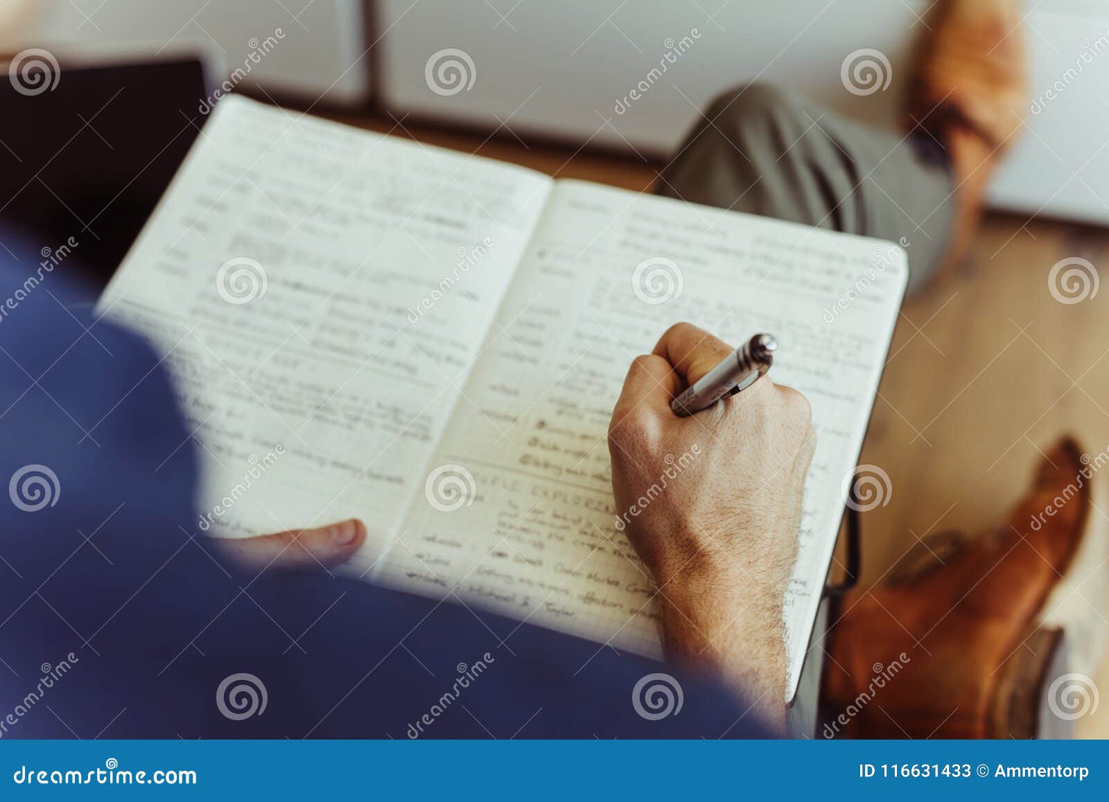 Man Making Notes in His Diary Stock Image - Image of cropped, education ...