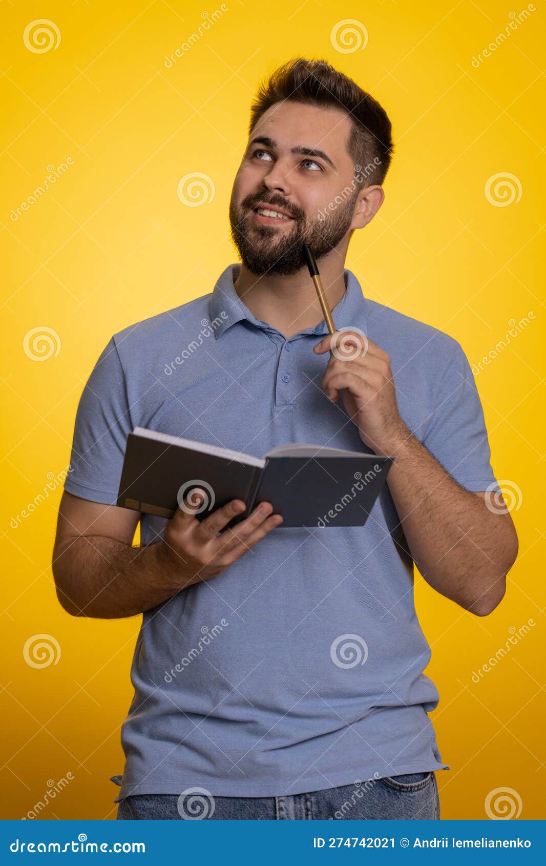Man Making Notes, Writing Down Thoughts with Pen into Notepad Notebook ...