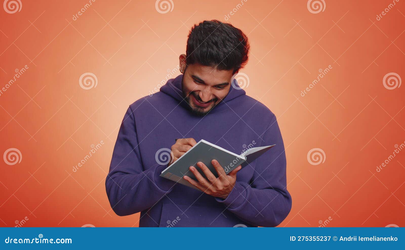 Man Making Notes, Writing Down Thoughts with Pen into Notepad Notebook ...