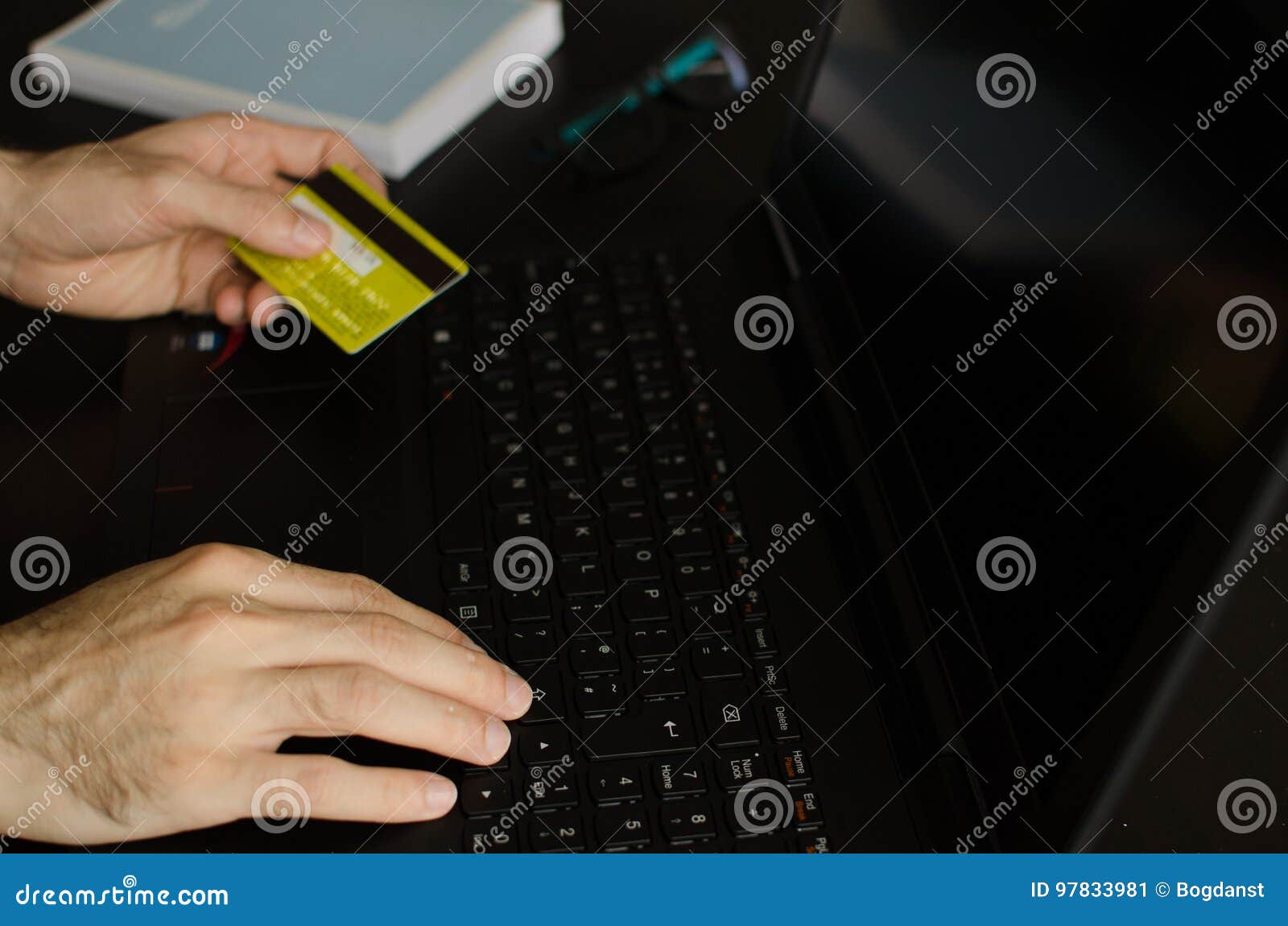 Man Making an Online Purchase Stock Image - Image of electronic, laptop ...