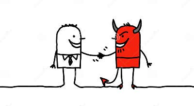 Man Making a Pact with the Devil Stock Vector - Illustration of ...
