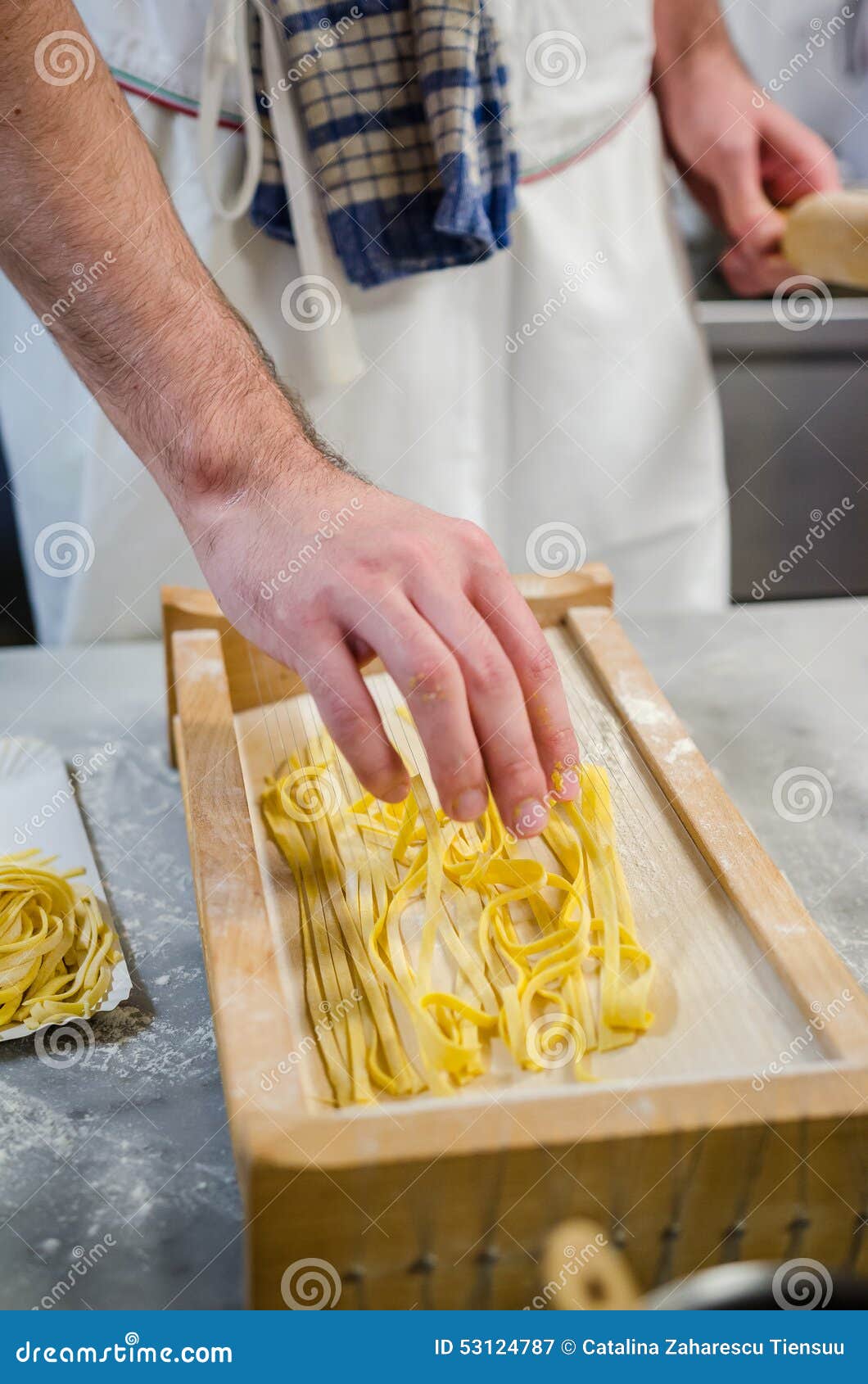 Man Making Pasta Alla Chitarra Stock Image - Image of lunch, flour ...