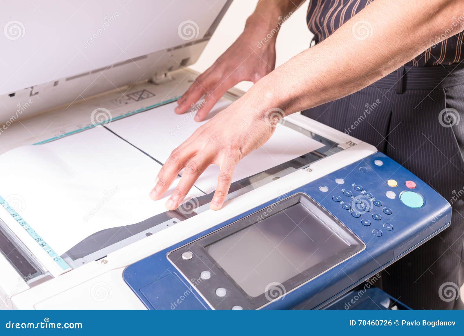 Man Making Photocopy Using Copier in Office Stock Photo - Image of ...