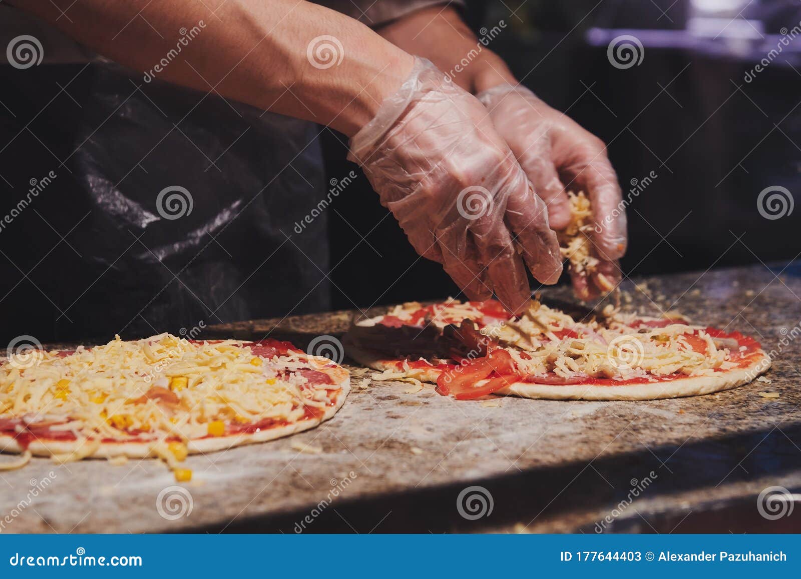 Man Making Pizza at the Kitchen Stock Image - Image of ingredients ...