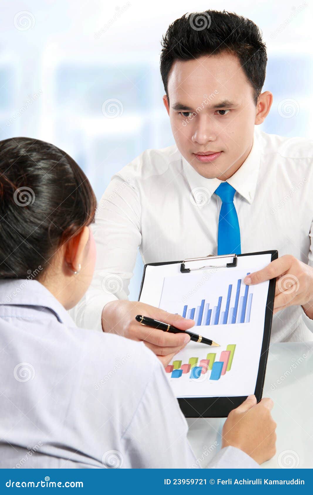 Man Making a Presentation and Discussing Bar Chart Stock Image - Image ...