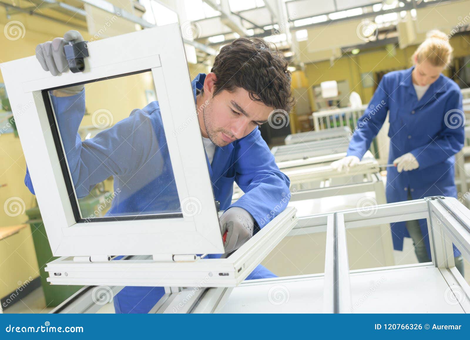 Man making pvc window stock photo. Image of frame, screwdriver - 120766326