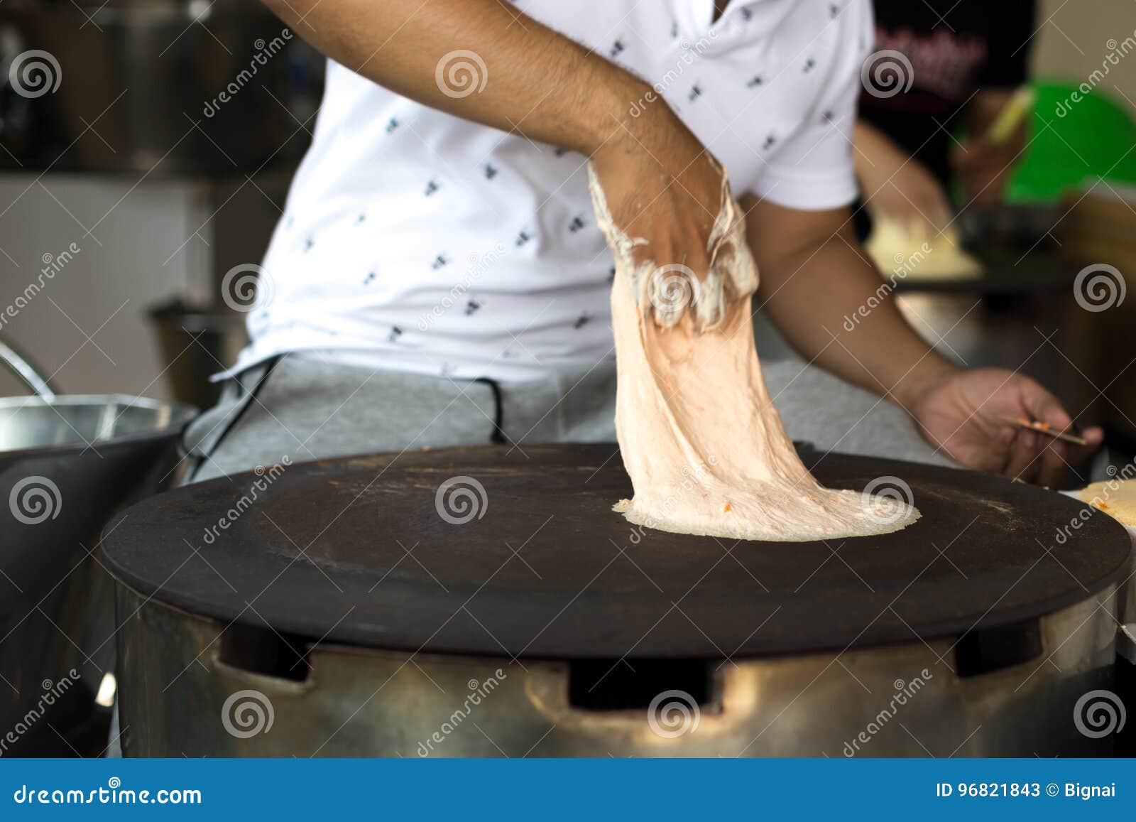 Making Roti Indian Chapati On Roti Tawa Made Of Wheat Stock Image ...
