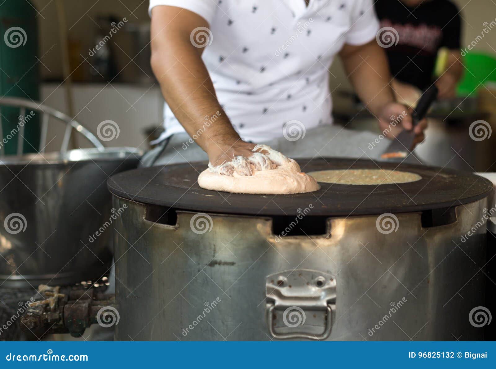 Making Roti Indian Chapati On Roti Tawa Made Of Wheat Stock Image ...