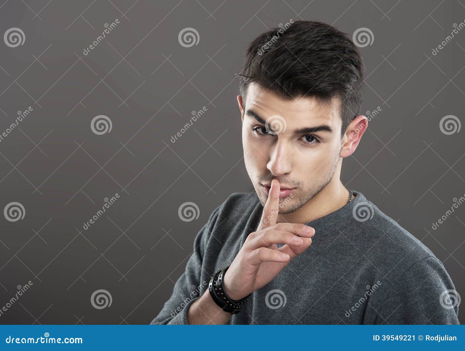 Man Making a Silence Gesture Stock Image - Image of handsome, haired ...