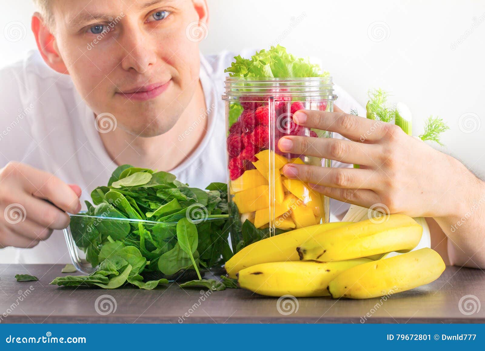 Man making smoothie stock image. Image of ingredients - 79672801
